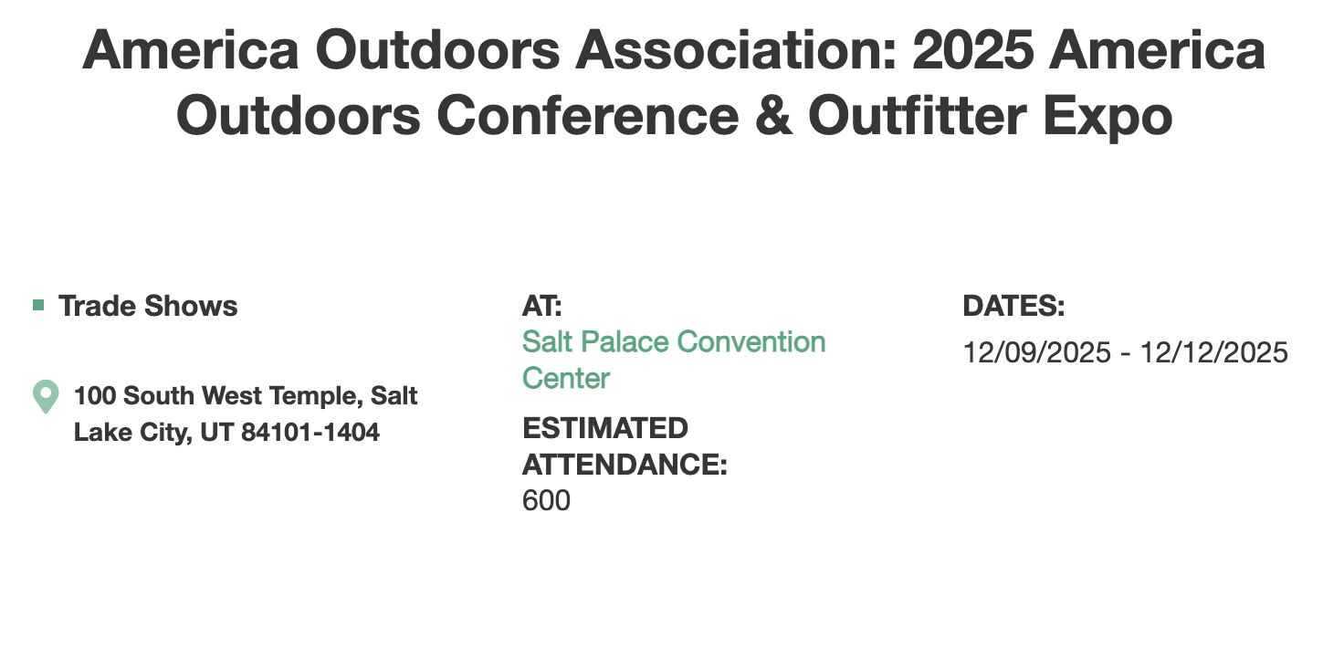 America Outdoors Conference and Expo: Salt Lake City - Outdoor ...